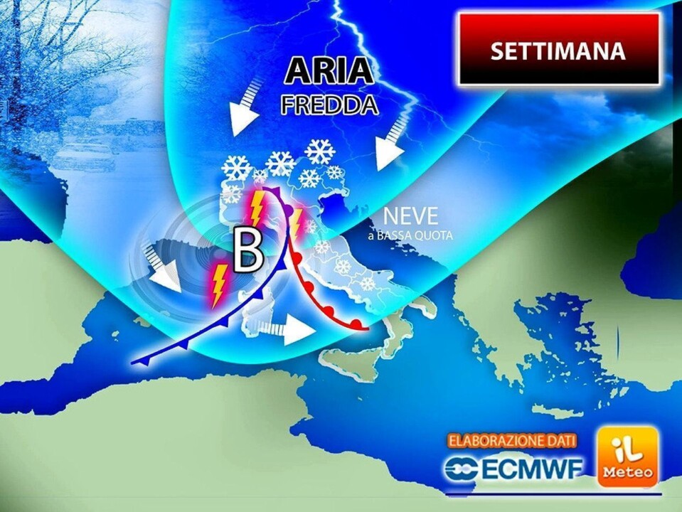 Coda dell'inverno a metà settimana, neve e crollo delle temperature