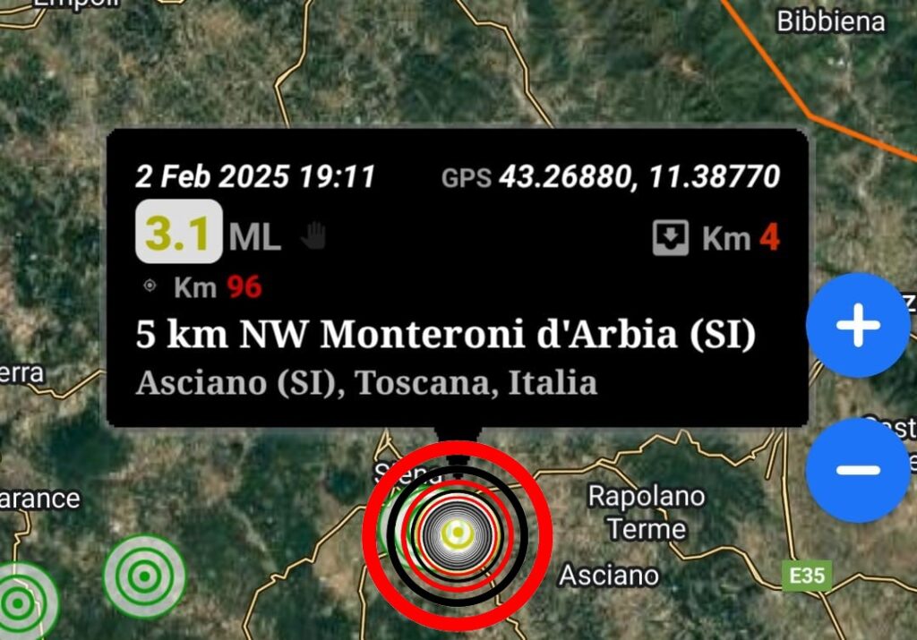 Scosse sismiche a Siena, la più forte di magnitudo 3.1